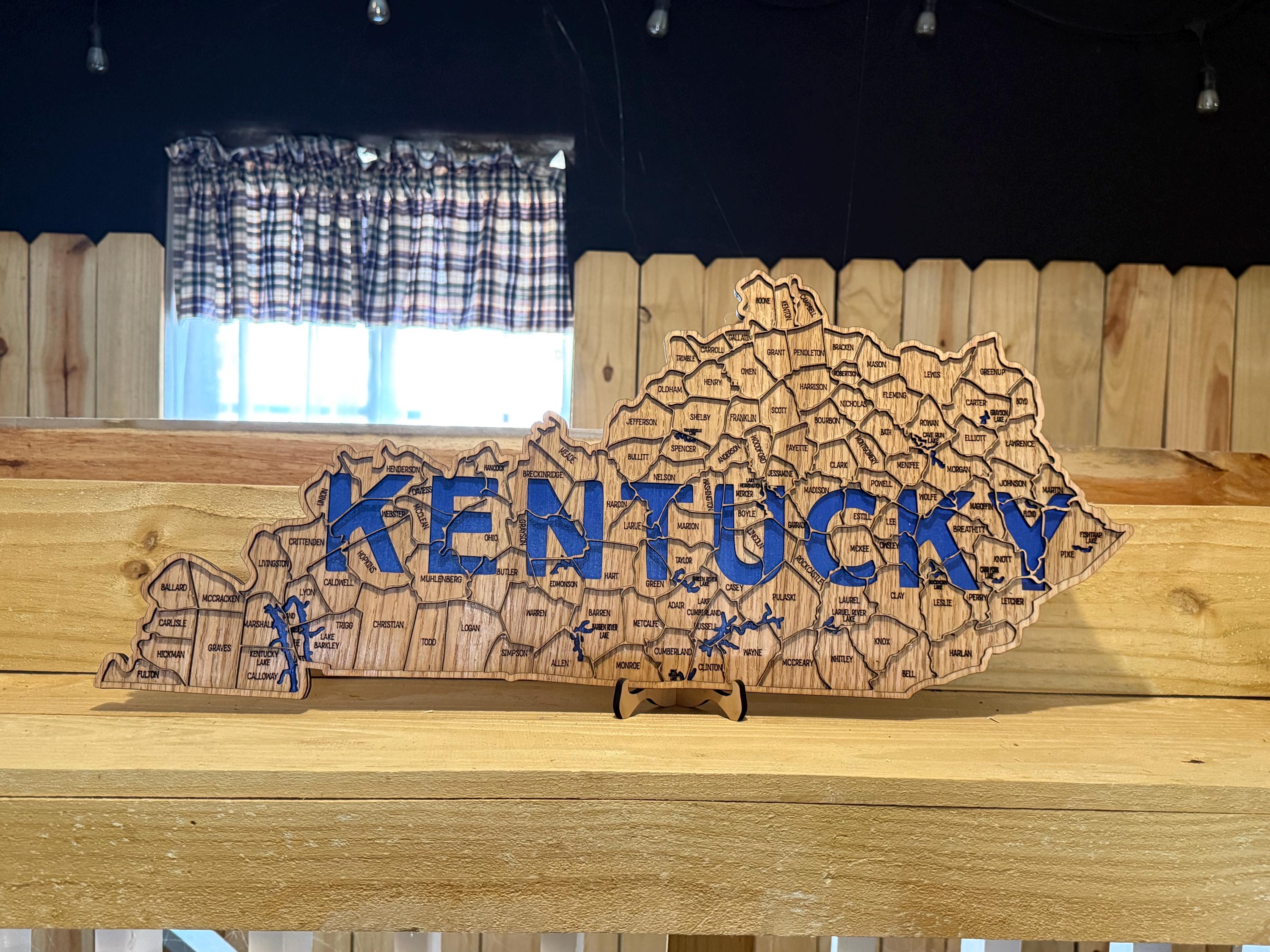 Kentucky County Map Sign KY State Map Wood Wall Art Laser Cut - Etsy