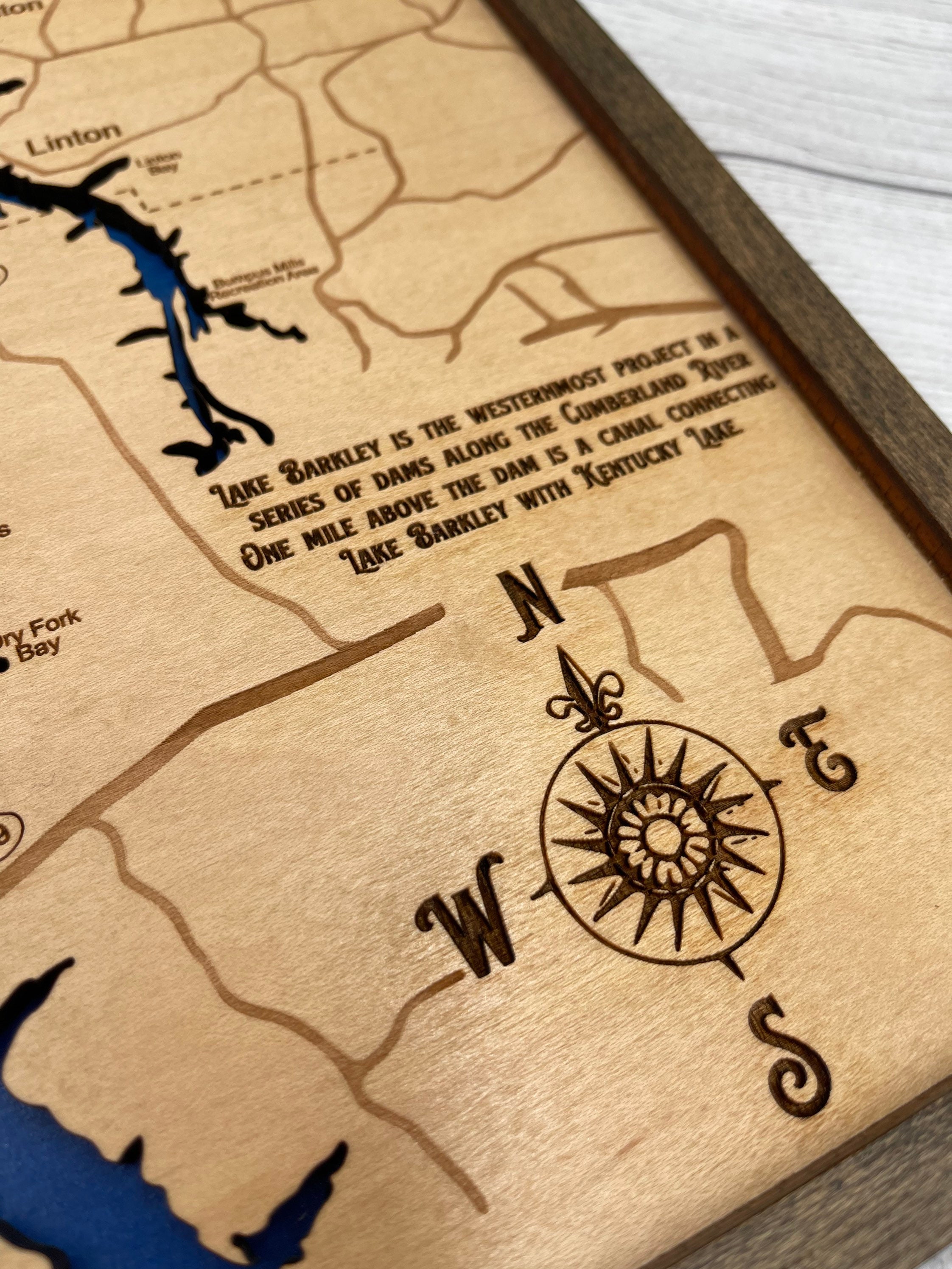 Kentucky & Barkley Lake Wood Map: Layered Wall Art - Etsy