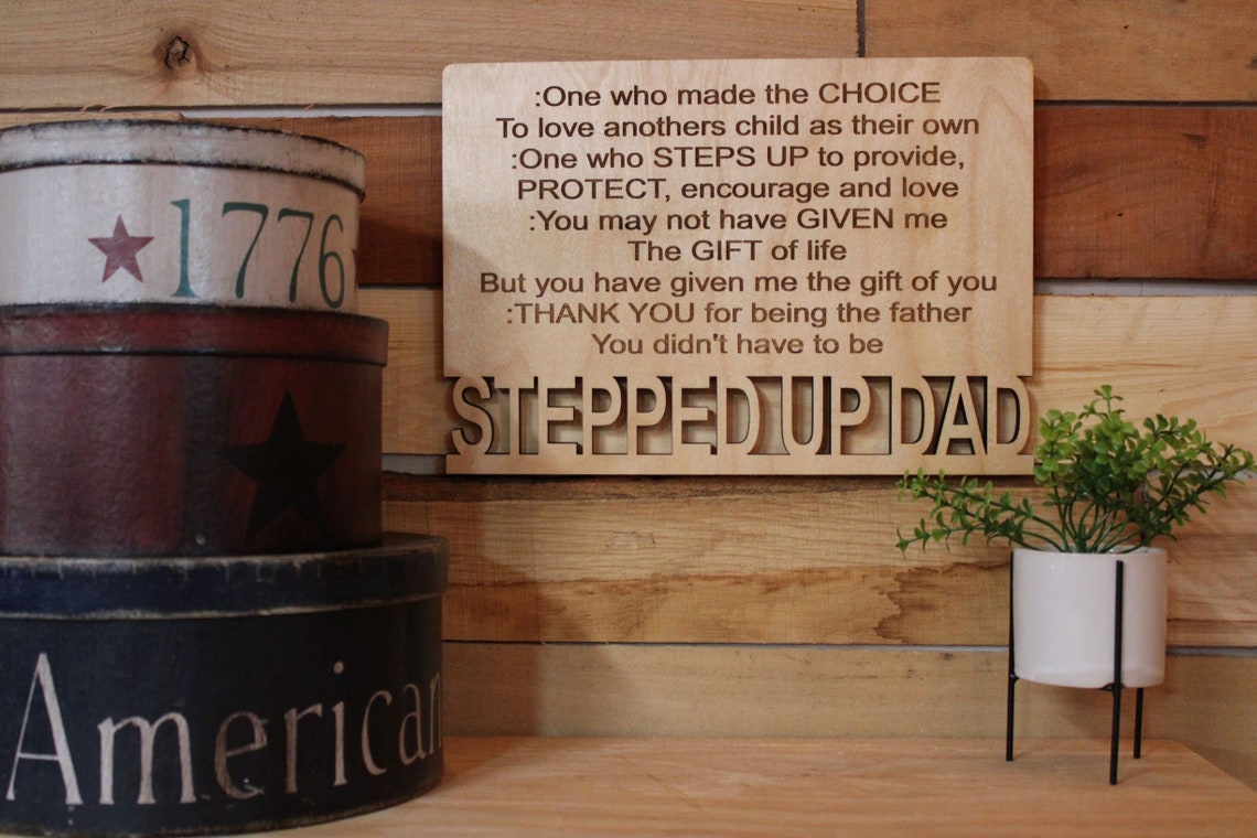 Definition of Stepped Up Dad Wood Standing Sign Plaque | Etsy