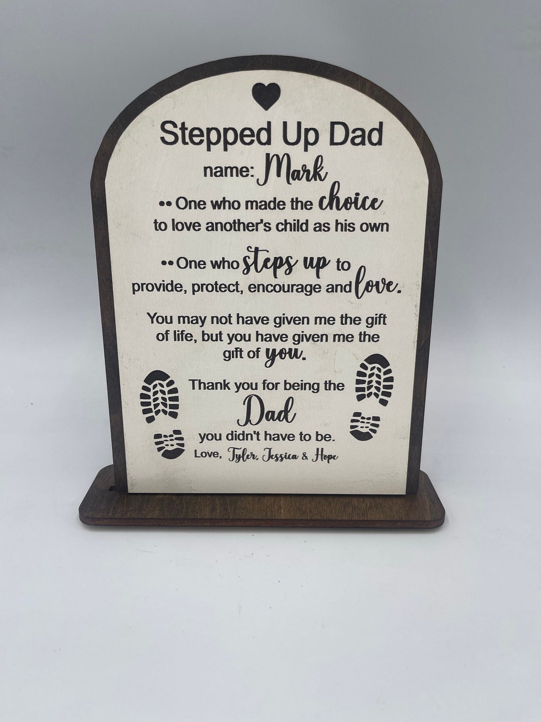 Personalized Definition of Stepped up Dad - Wood Standing Sign Plaque ...