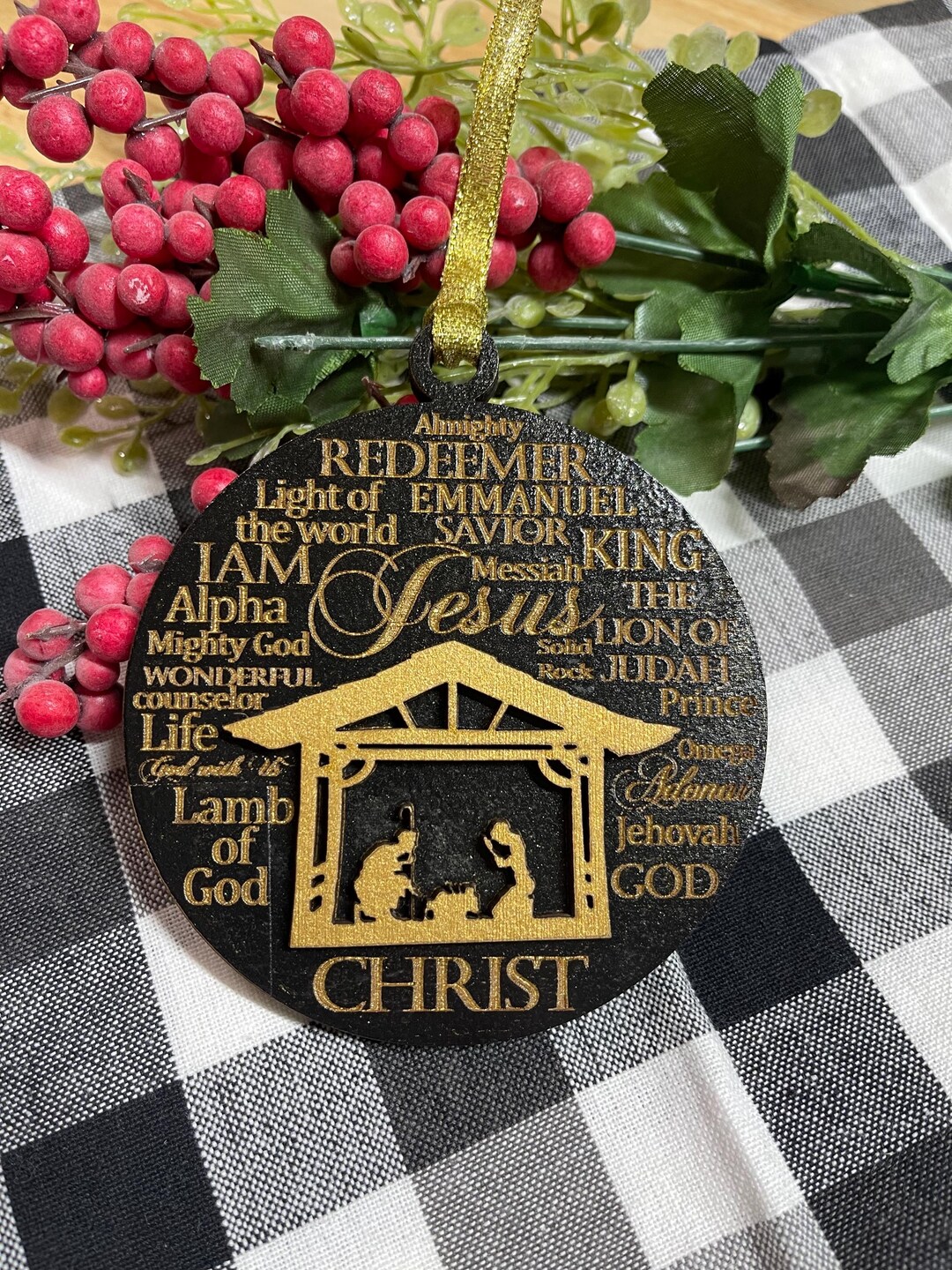 Nativity Names of God Ornament: Jesus, Emmanuel, Christ - Etsy