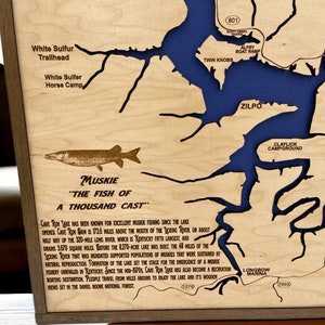 Cave Run Lake Map Layered Map Sign Wall Hanging Lake House Decor ...