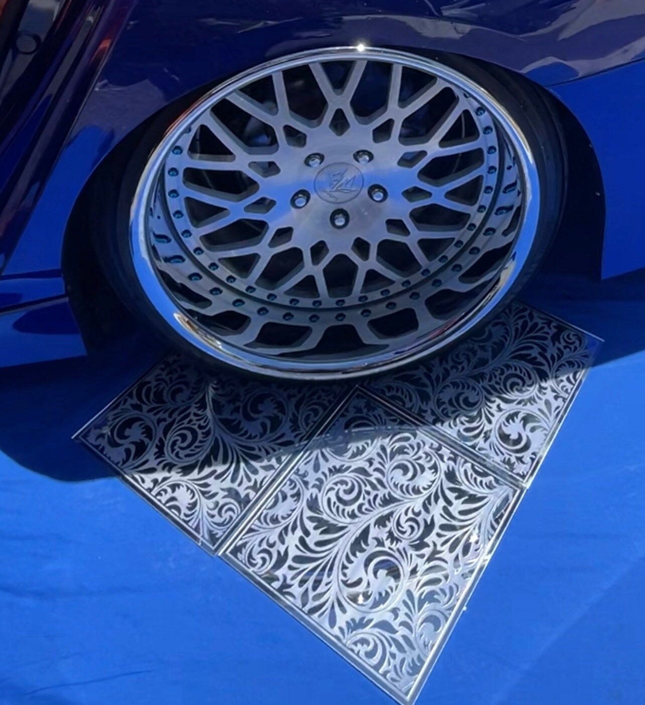 Custom Chrome Mirror Car Show Display Floor Pieces for Wheels - Etsy