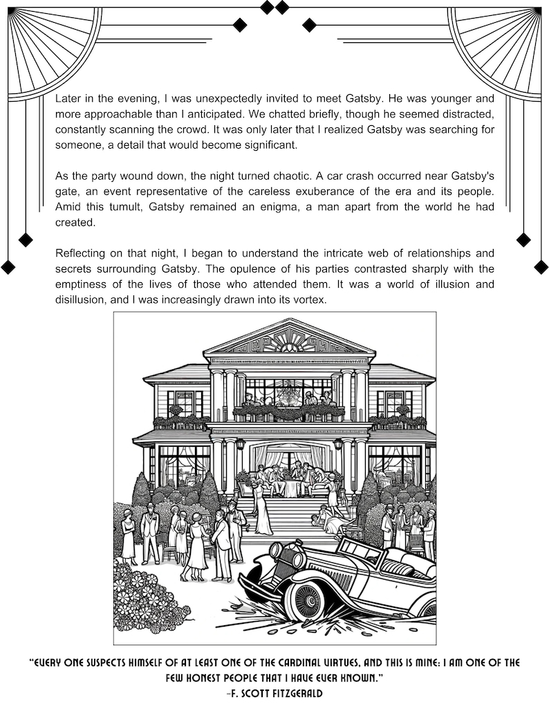 The Great Gatsby Abridged Coloring Book - Etsy