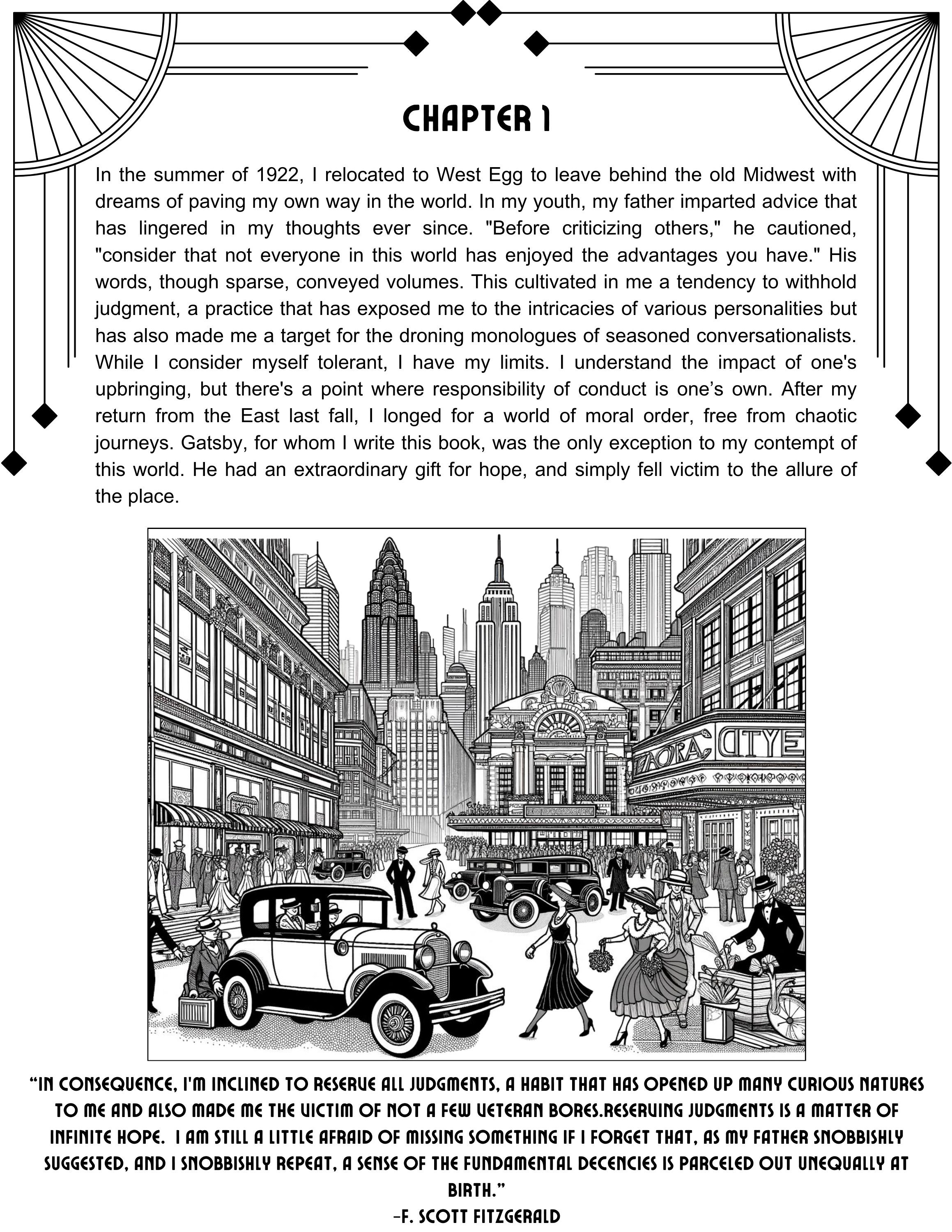 The Great Gatsby Abridged Coloring Book - Etsy