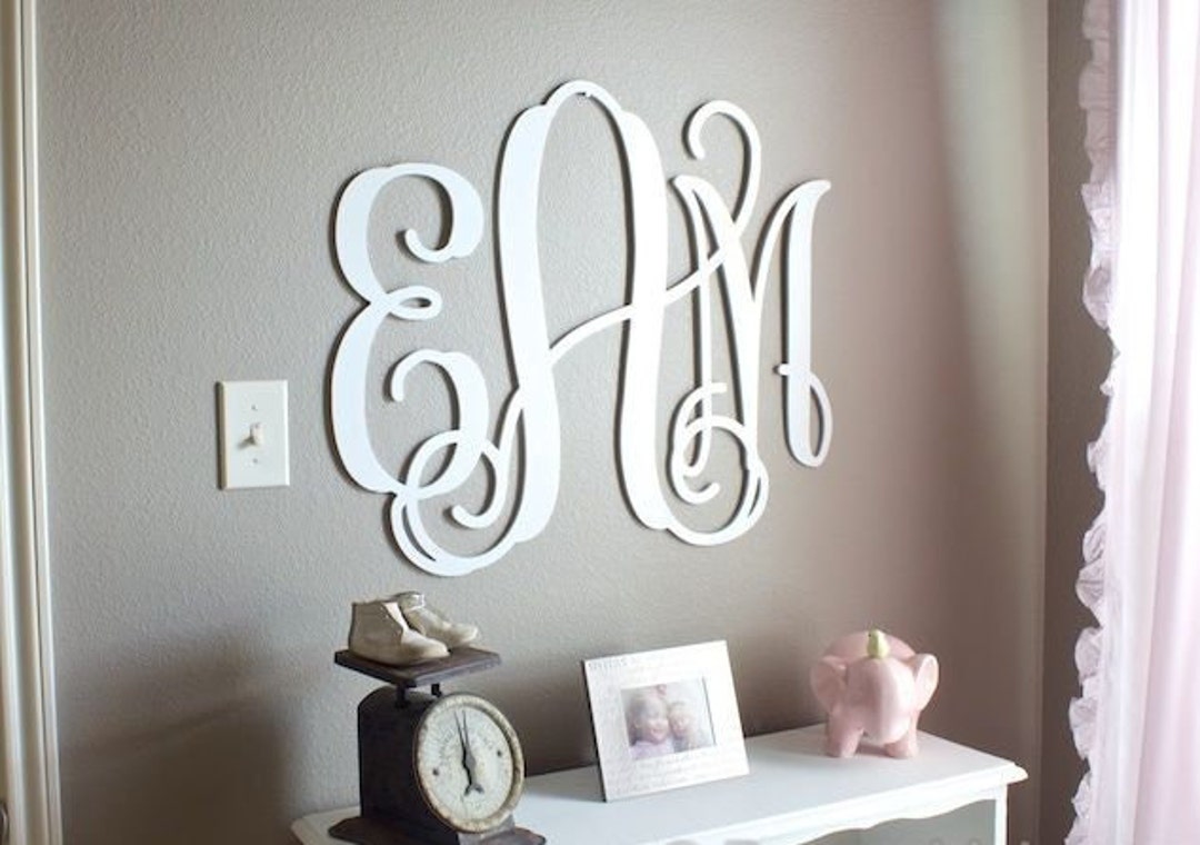 Large Wooden Monogram Cutout Wall Hanging - Door Hanger - Wedding ...