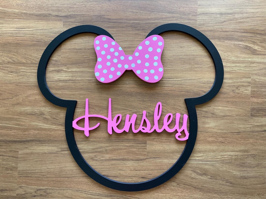 Minnie Mouse Sign Name Wall Hanging - Custom Wood Name - Minnie Mouse ...