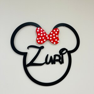 Minnie Mouse Head Silhouette Name Sign Cutout Bow - Custom Birthday ...