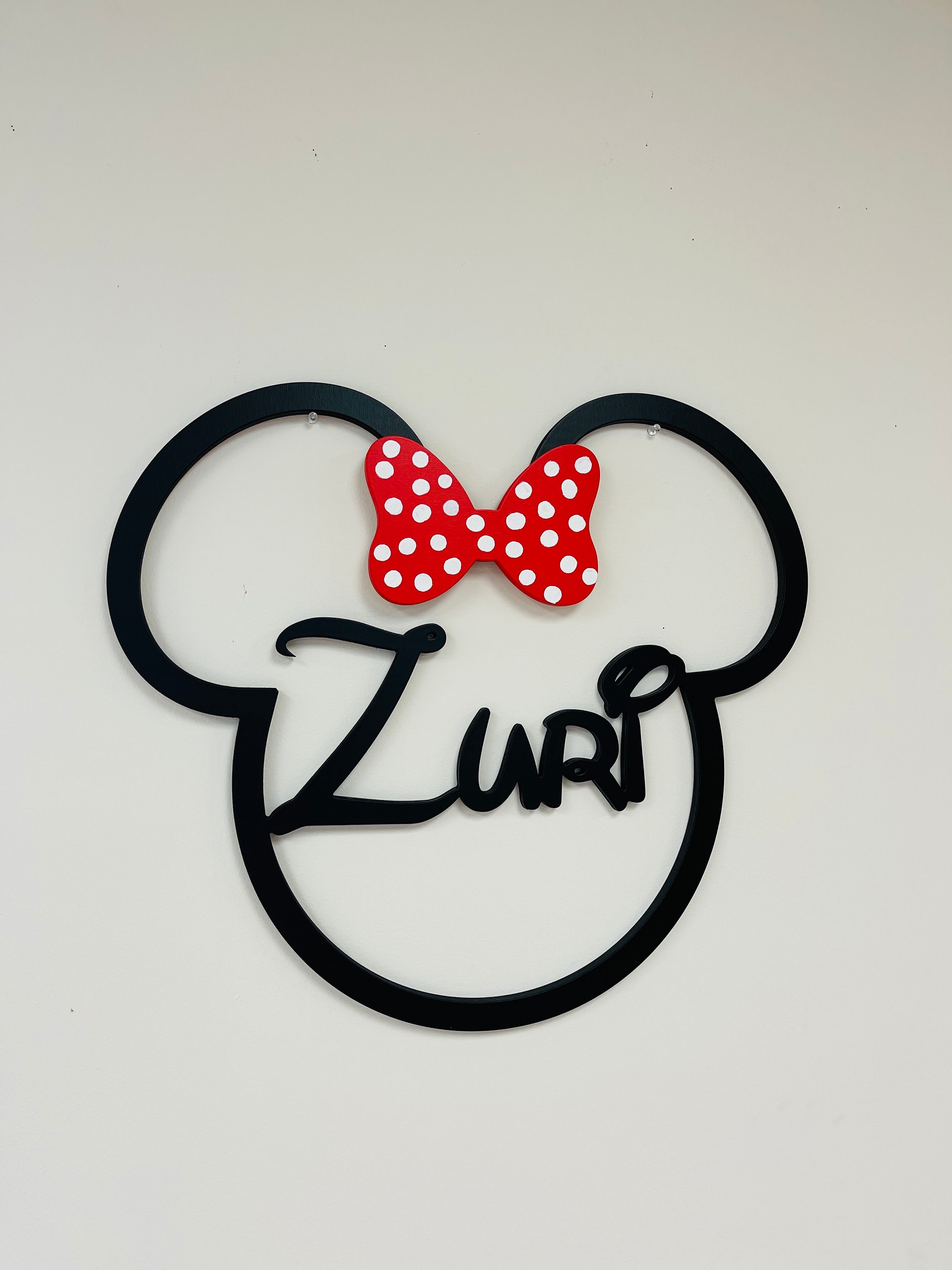 Minnie Mouse Head Silhouette Name Sign Cutout Bow Custom Birthday Party ...