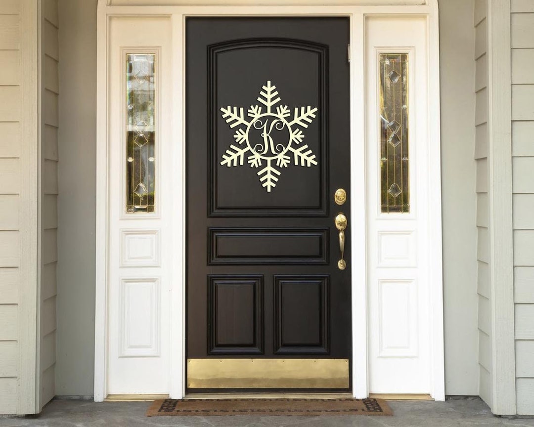 Wood Snowflake Initial - Christmas Door Hanger Sign - Custom Wooden ...