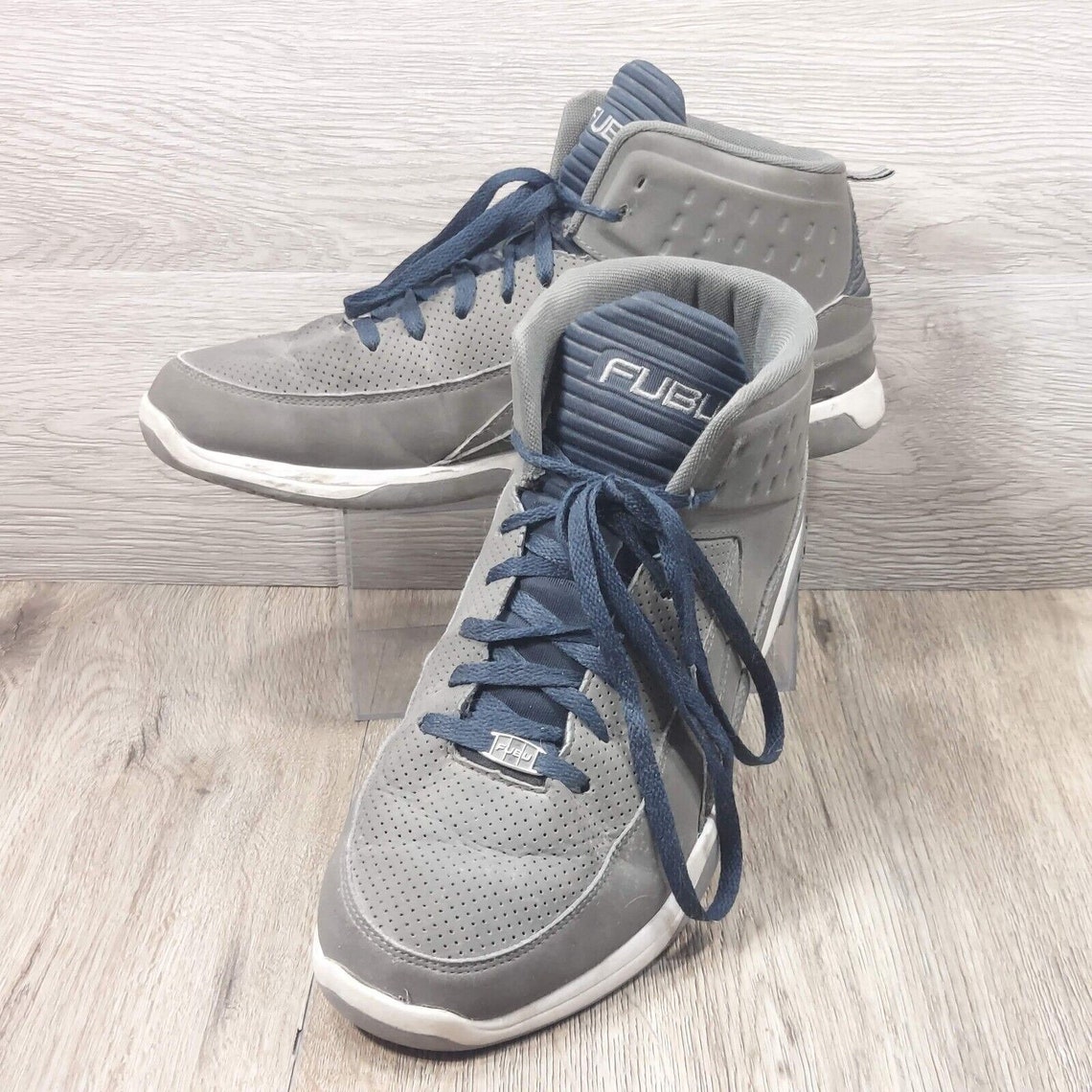 FUBU Sintetico Vintage Men Sneakers Hi Tops Gray Blue Shoes Lace up ...