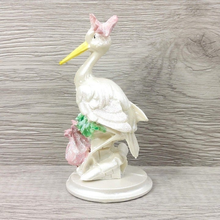 Vintage Gala Italiana Stork Figurine, Pink Baby Shower Gift - Etsy