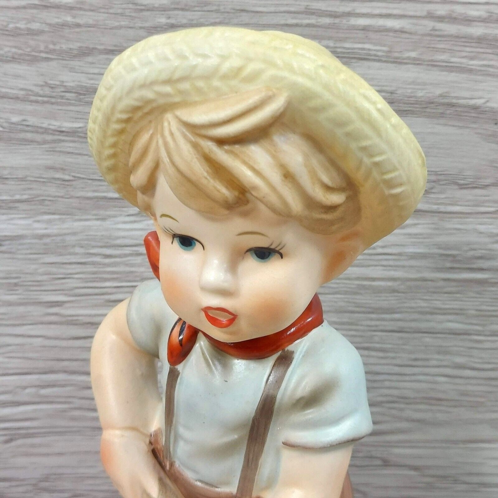 Vintage Porcelain Fisherman Figurine | Farm Boy, Goose, Fish, 8 ...