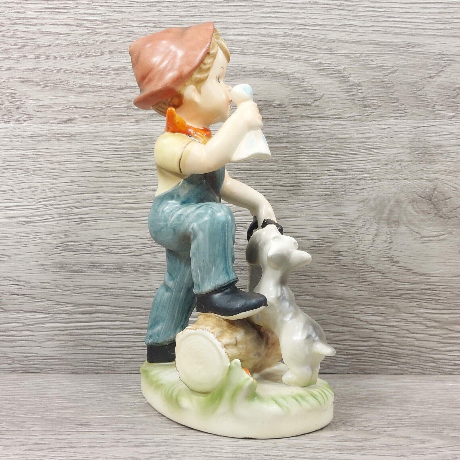 Vintage Porcelain Farm Boy Figurine | Dog & Wood Saw, 8" Collectible - Etsy