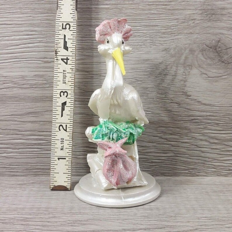 Baby Shower Stork Figurine by Gala Italiana Stork Carrying a Pink Bag ...
