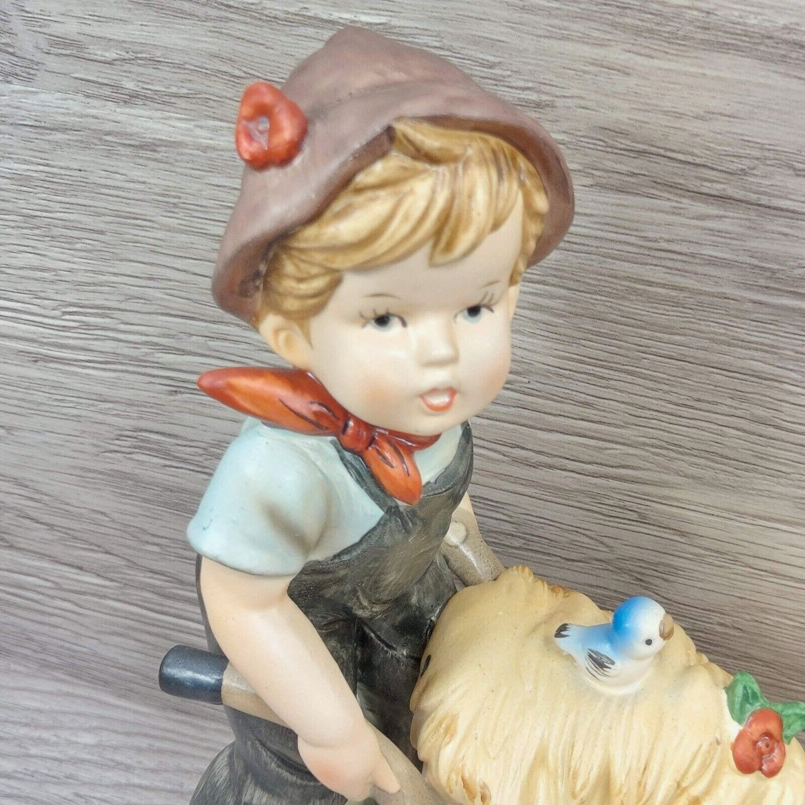 Vintage Porcelain Farm Boy Figurine | Boy Carrying a Wagon W/ Straw Hay ...