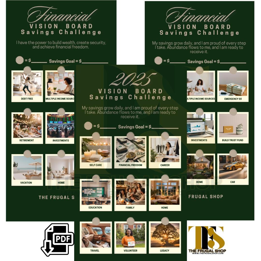 2025 Vision Board Savings Challenge Bundle A6 Planner Cash Envelope ...