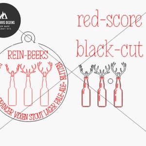 Rein-beers Funny Christmas Ornament SVG Laser File SCORE - Etsy