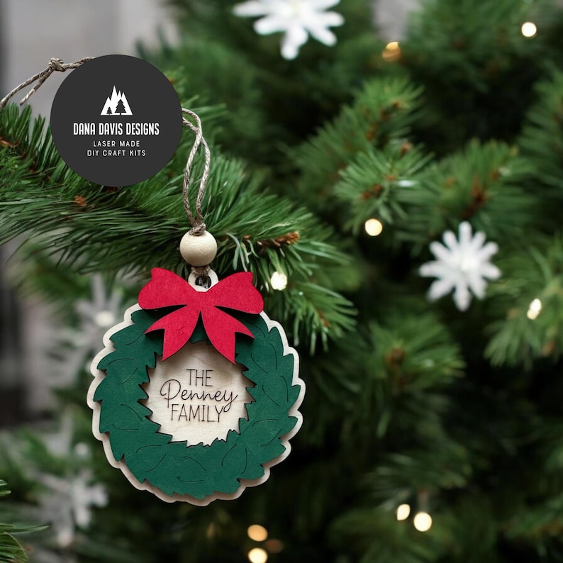 Family Wreath Ornament Laser File SVG - Etsy