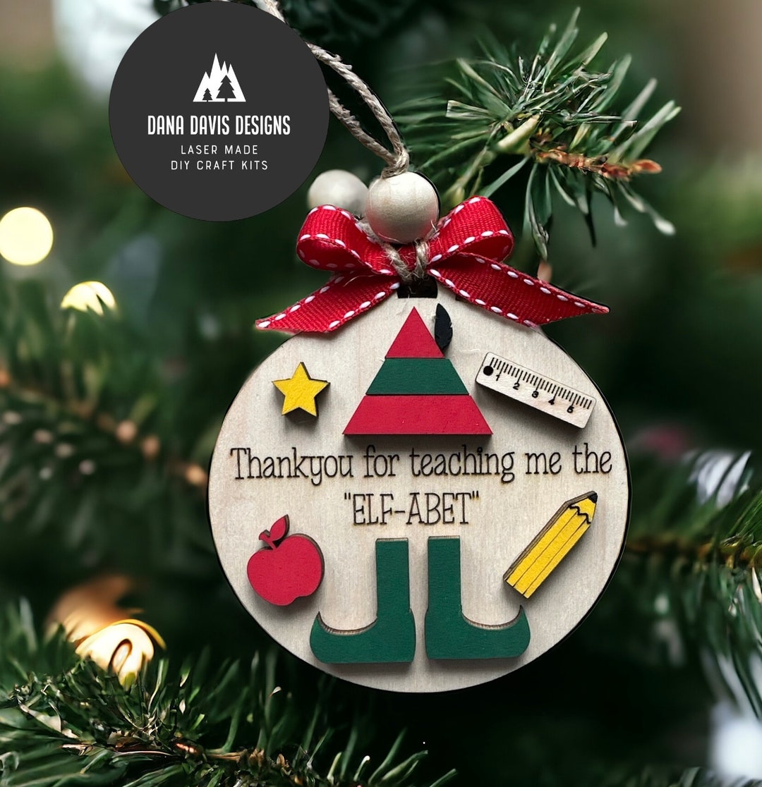Teacher Ornament-teacher Christmas Ornament-elf SVG Laser File SCORE - Etsy