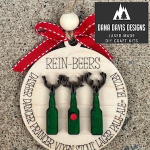 Rein-beers Funny Christmas Ornament SVG Laser File SCORE - Etsy