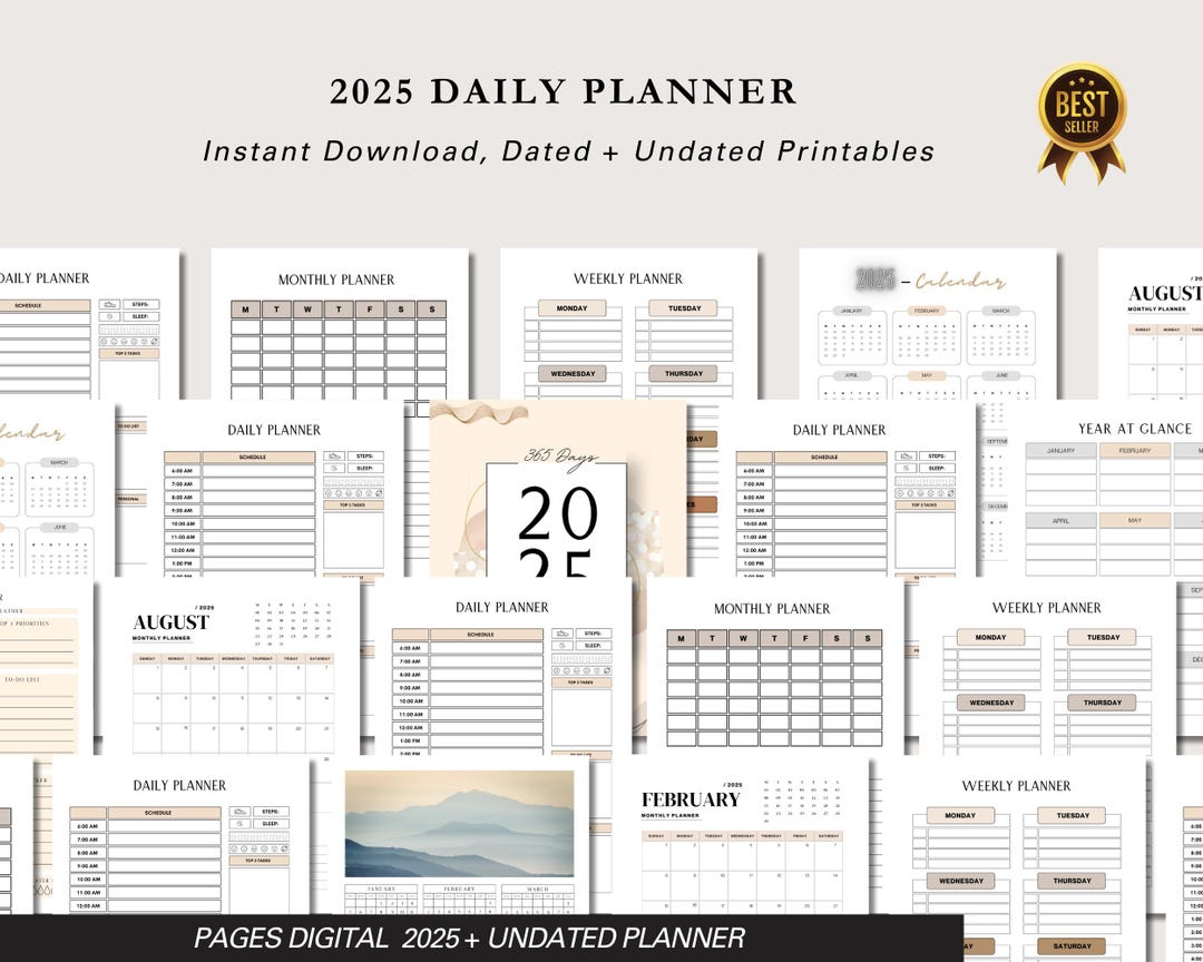 2025 Yearly Planner | Printable Daily Schedule, Goal-setting & Monthly ...