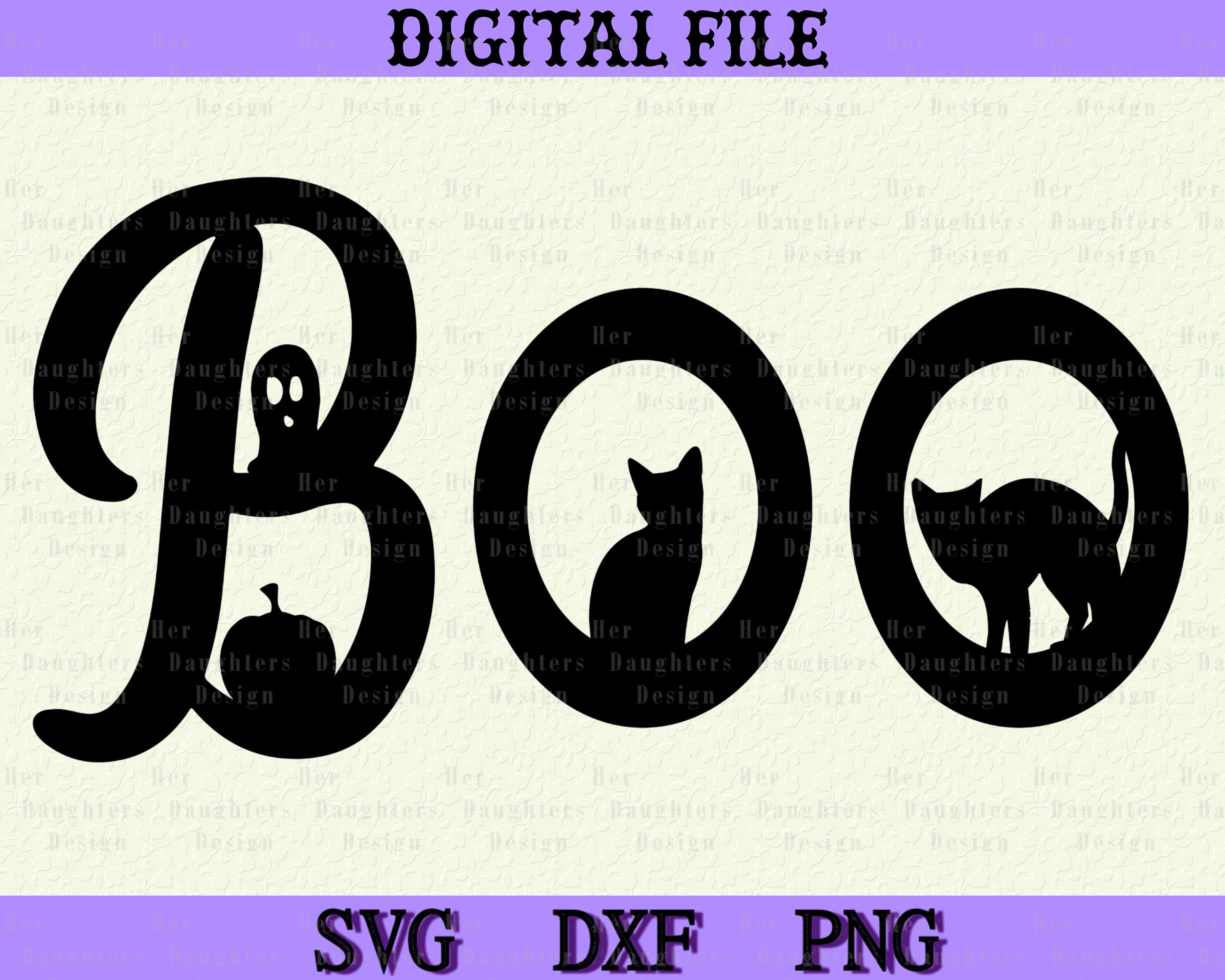 BOO Cat Silhouette Digital Cutting File Svg Png Dxf Cut - Etsy