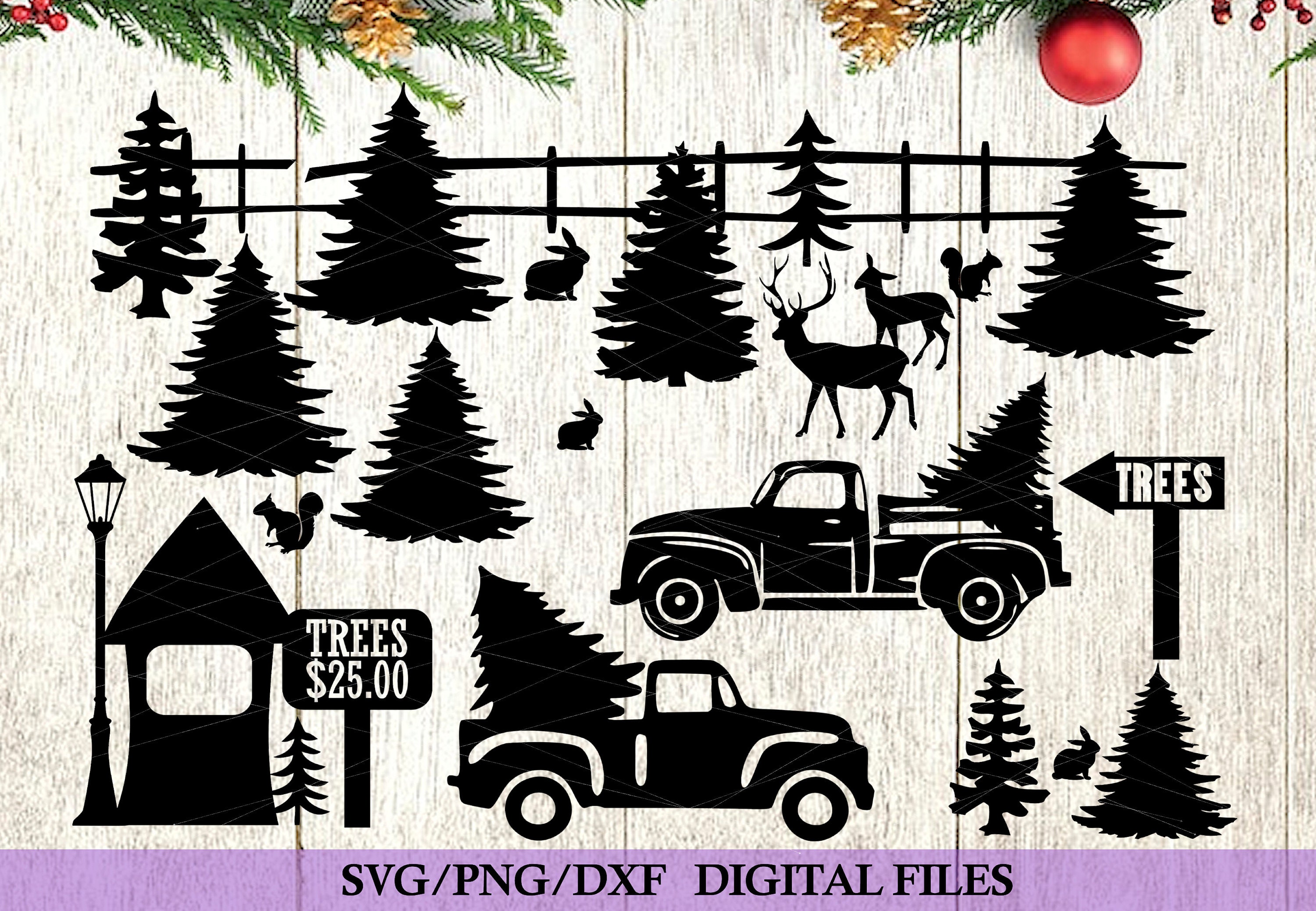 Christmas Tree Farm Svg png Shadow Box Svg Christmas Sign - Etsy