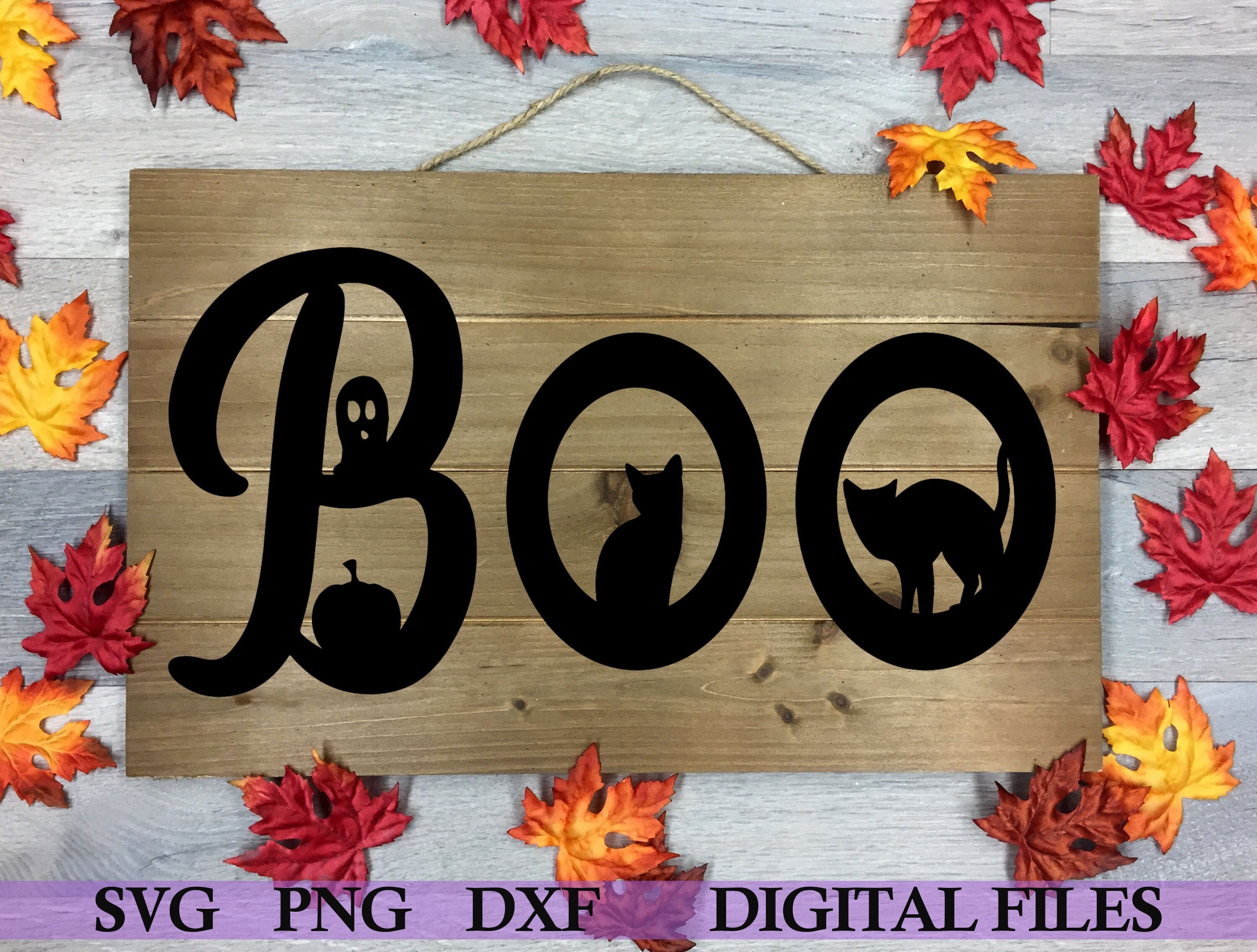 BOO Cat Silhouette Digital Cutting File Svg Png Dxf Cut - Etsy