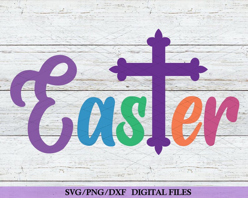 Easter Word With Cross Svg Cut File Silhouettecricutsvg | Etsy