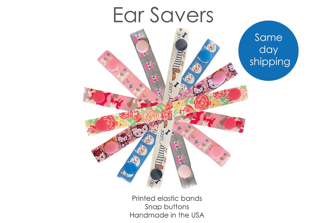 EAR SAVERS, Elastic Ear Savers, Snap Button Ear Savers, Soft Printed ...