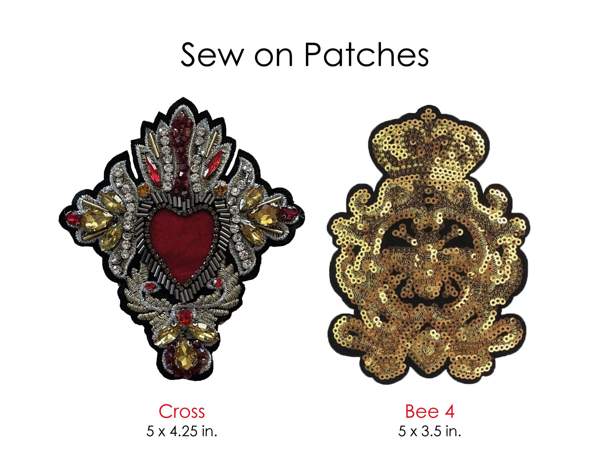 Iron on Patch, Sew on Patch, Embroidery Bee Patch, Beaded Bee Patch ...