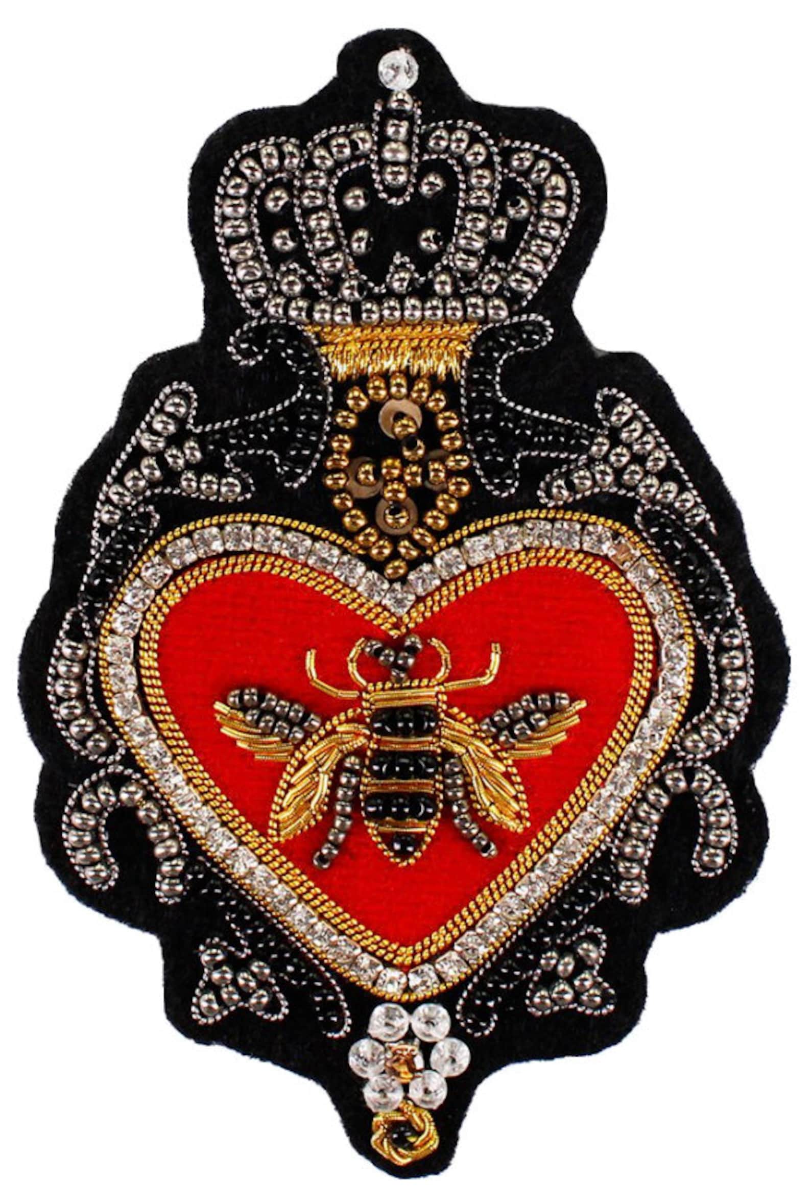 Iron on Patch, Sew on Patch, Embroidery Bee Patch, Beaded Bee Patch ...