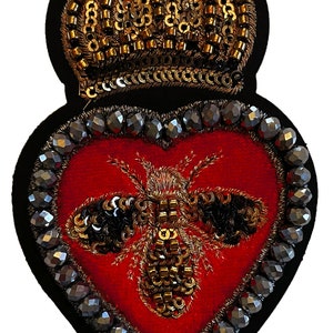 Iron on Patch, Sew on Patch, Embroidery Bee Patch, Beaded Bee Patch ...