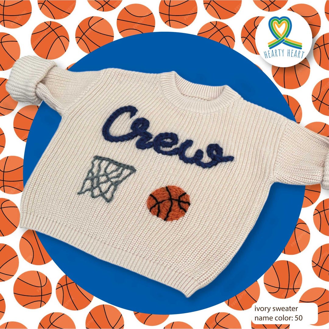 Basketball Sweater, Custom Embroidered Sweater, Knitted Baby Sweater ...