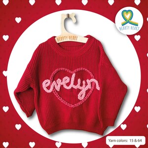 Heart and Name Embroidered Sweater, Knitted Baby Sweater, Personalized ...