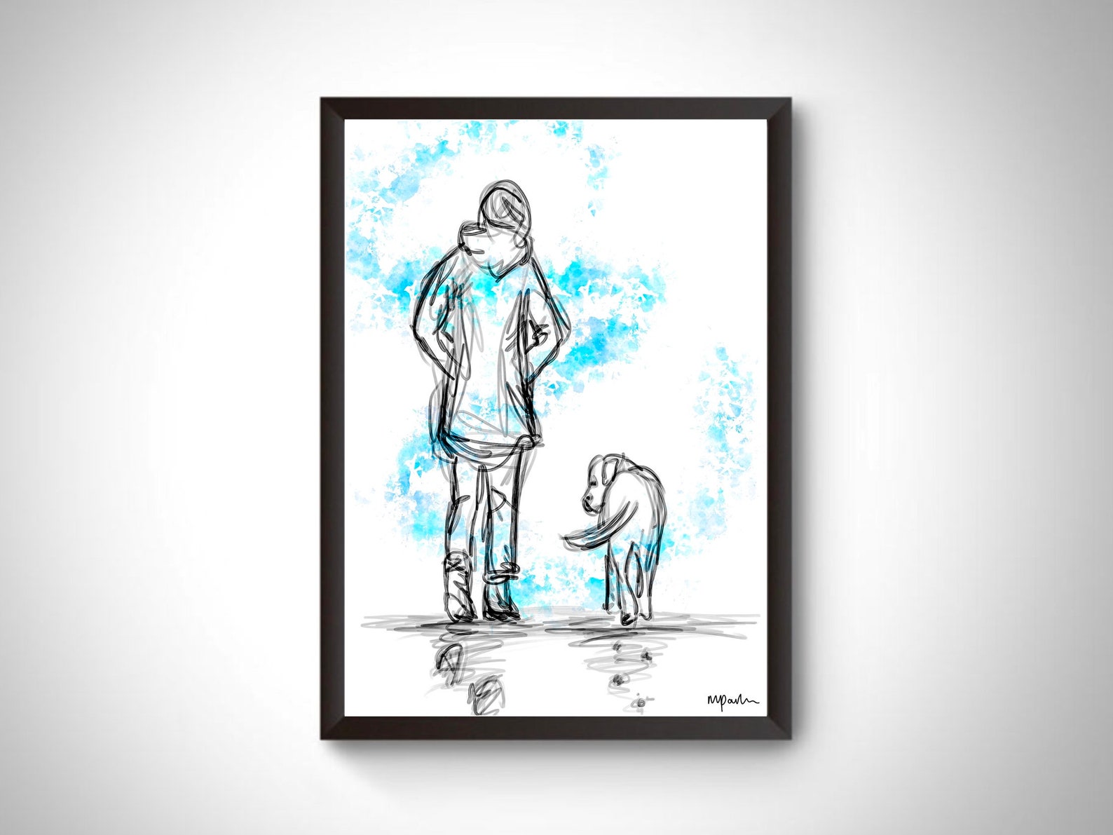 Dog Walker Art Print, Dog Walker Gift Art Print, Dog Portrait ...