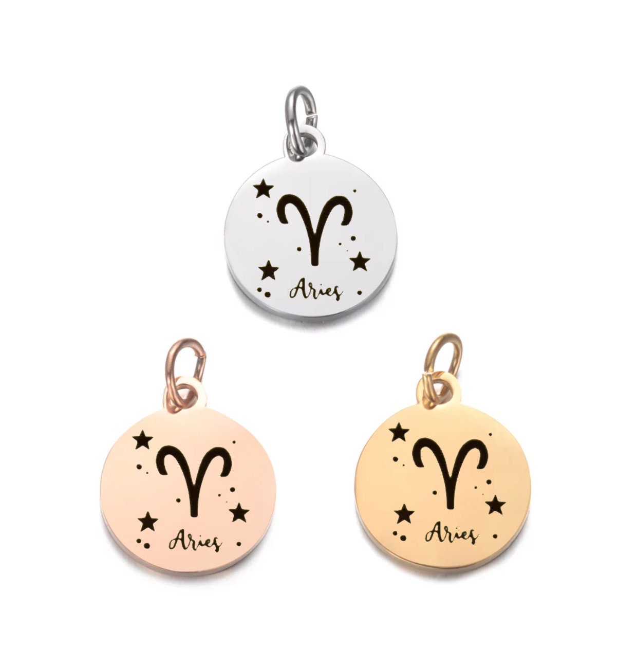 Aries Gold-Silver-Rose Gold Charm Aries Charm Zodiac | Etsy