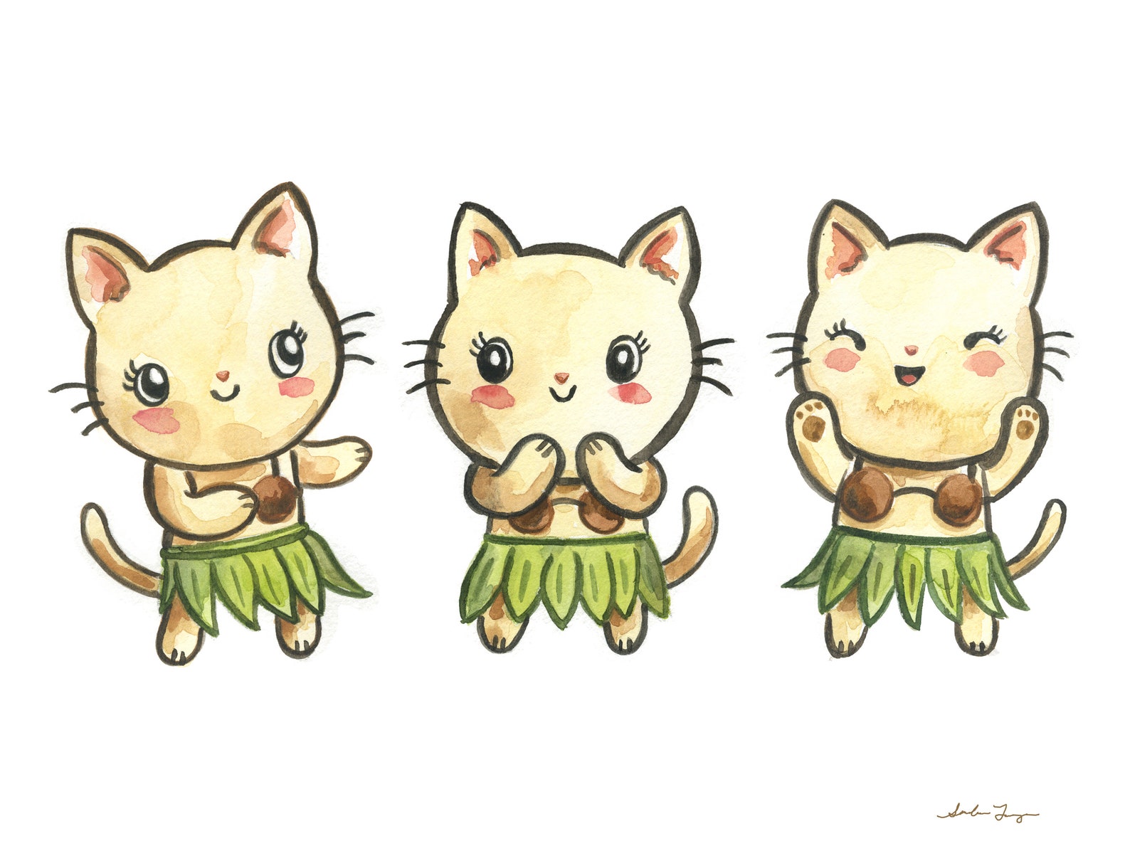 Cute Kittens doing the Hula Dance Digital Download Wall Art | Etsy