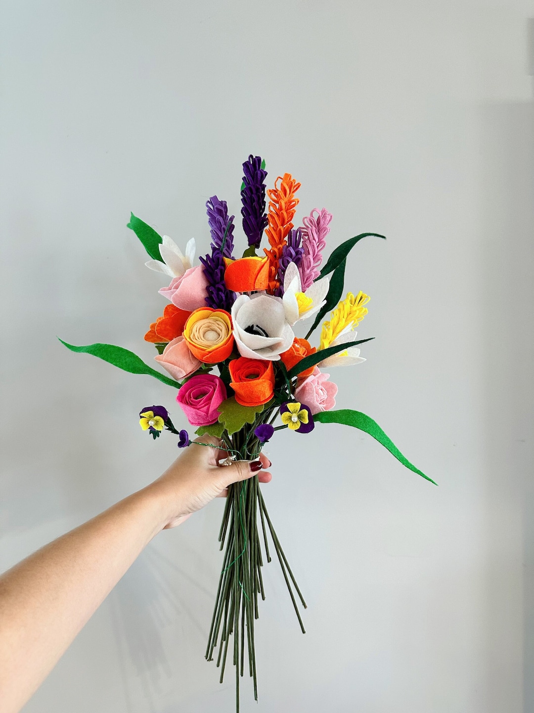 Handmade Felt Flower Bouquet - Big Felt Flower Bouquet for Valentines ...
