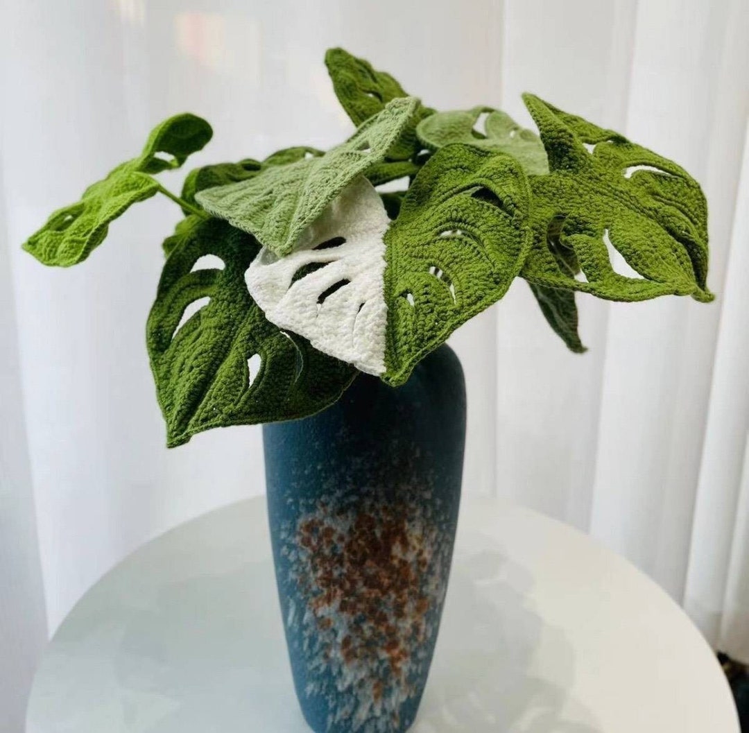 Crochet Monstera Deliciosa Single Stem Handmade Finished Monstera ...