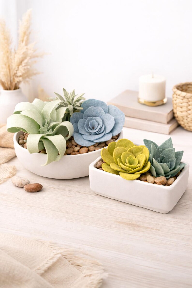 DIY Felt Succulent Pattern, Felt Flower Tutorial, Printable Succulent ...