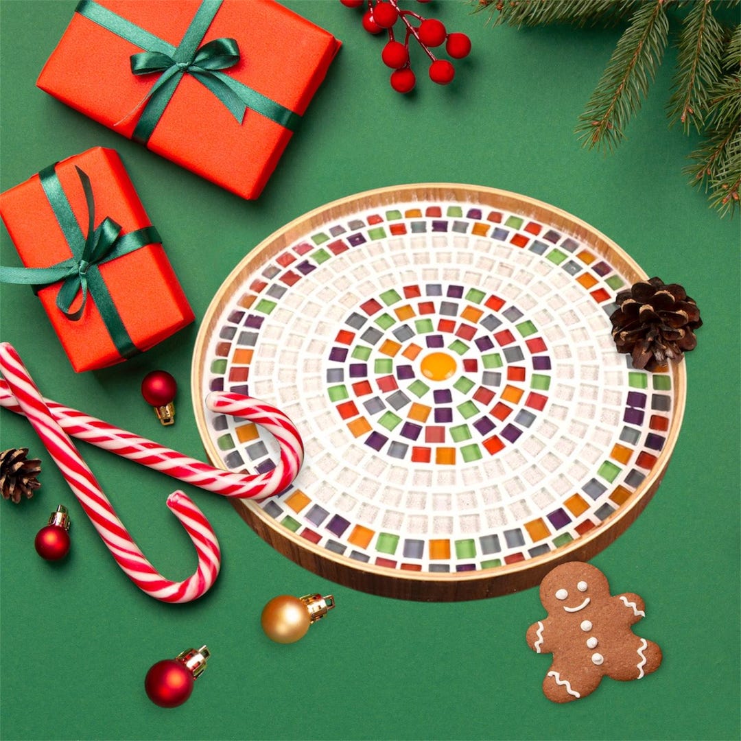 DIY Mosaic Wooden Tray, DIY Food Tray, Mosaic Glass Diy Kit - Colorful ...