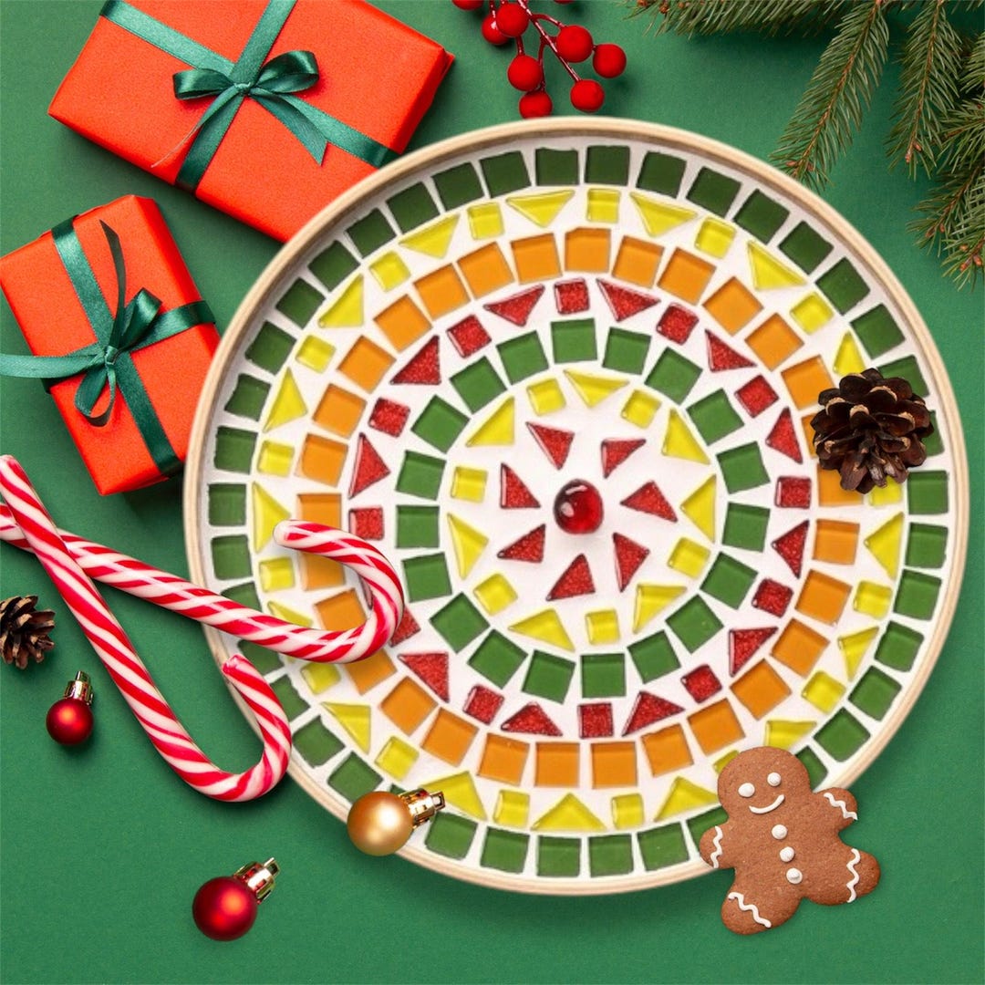 DIY Mosaic Wooden Tray, DIY Food Tray, Mosaic Glass Diy Kit - Colorful ...