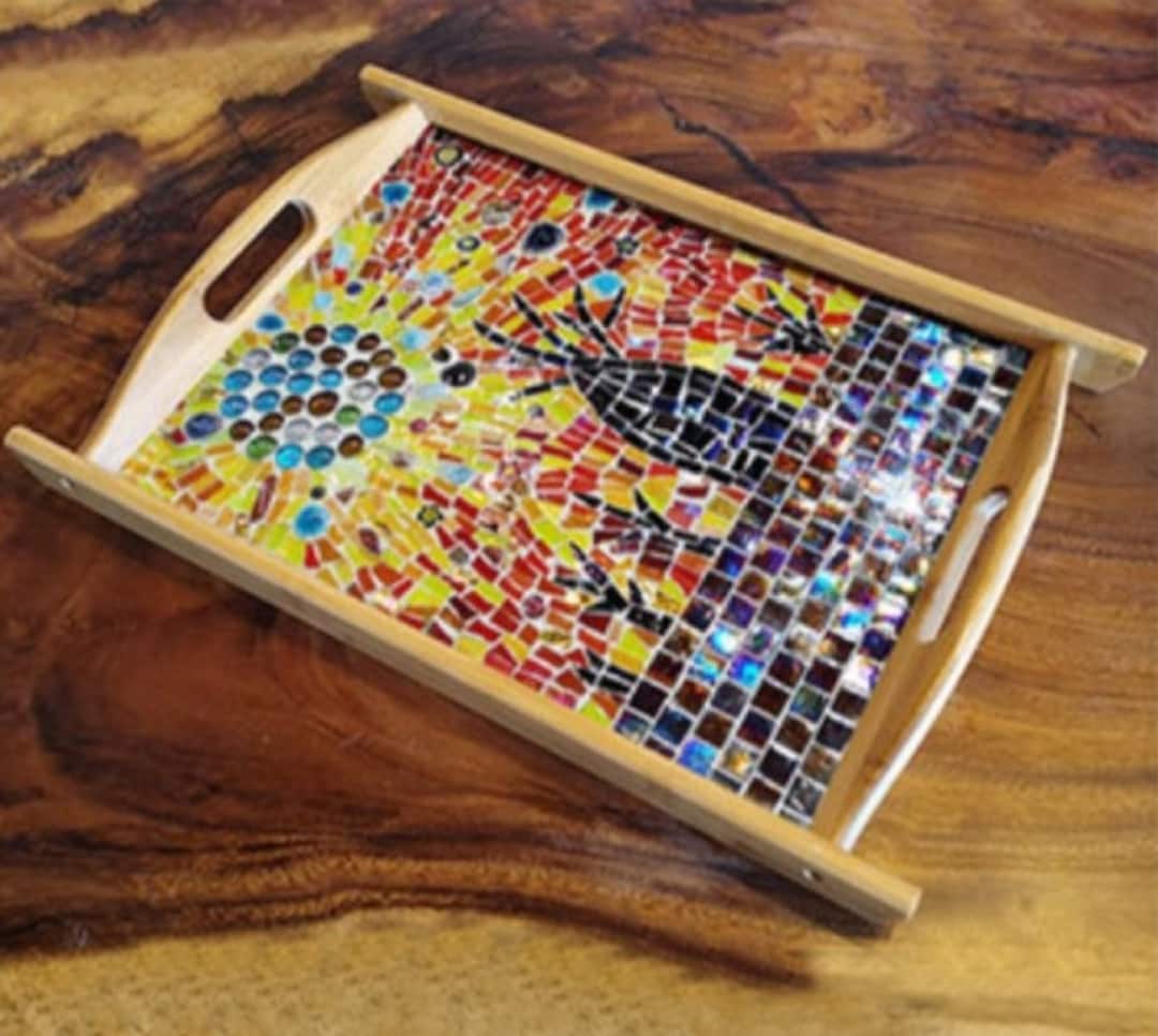 DIY Mosaic Wooden Tray, DIY Food Tray, Mosaic Glass Diy Kit Rectangle ...
