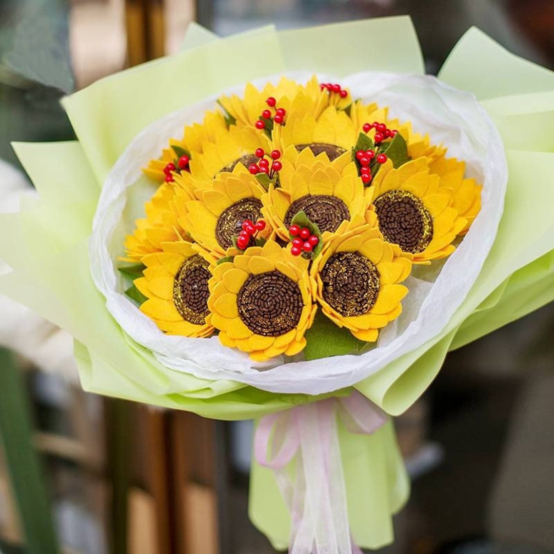 DIY Felt Sunflowers Bouquet - Big Felt Sunflowers Bouquet, Felt Flowers ...