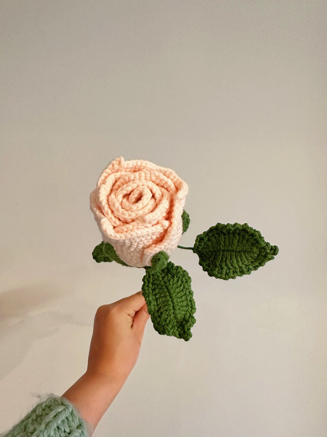 Crochet Single Rose - Handmade Finished Roses, Wrapped for Gifts ...