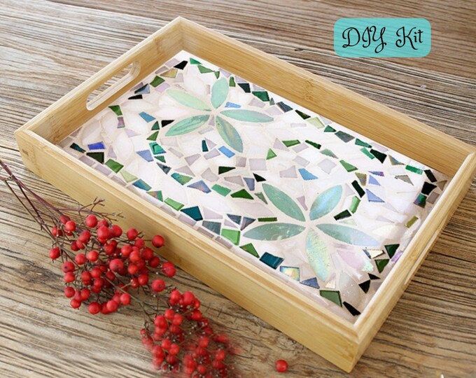 Personalized DIY Mosaic Wooden Tray, DIY Food Tray, Mosaic Glass Diy ...