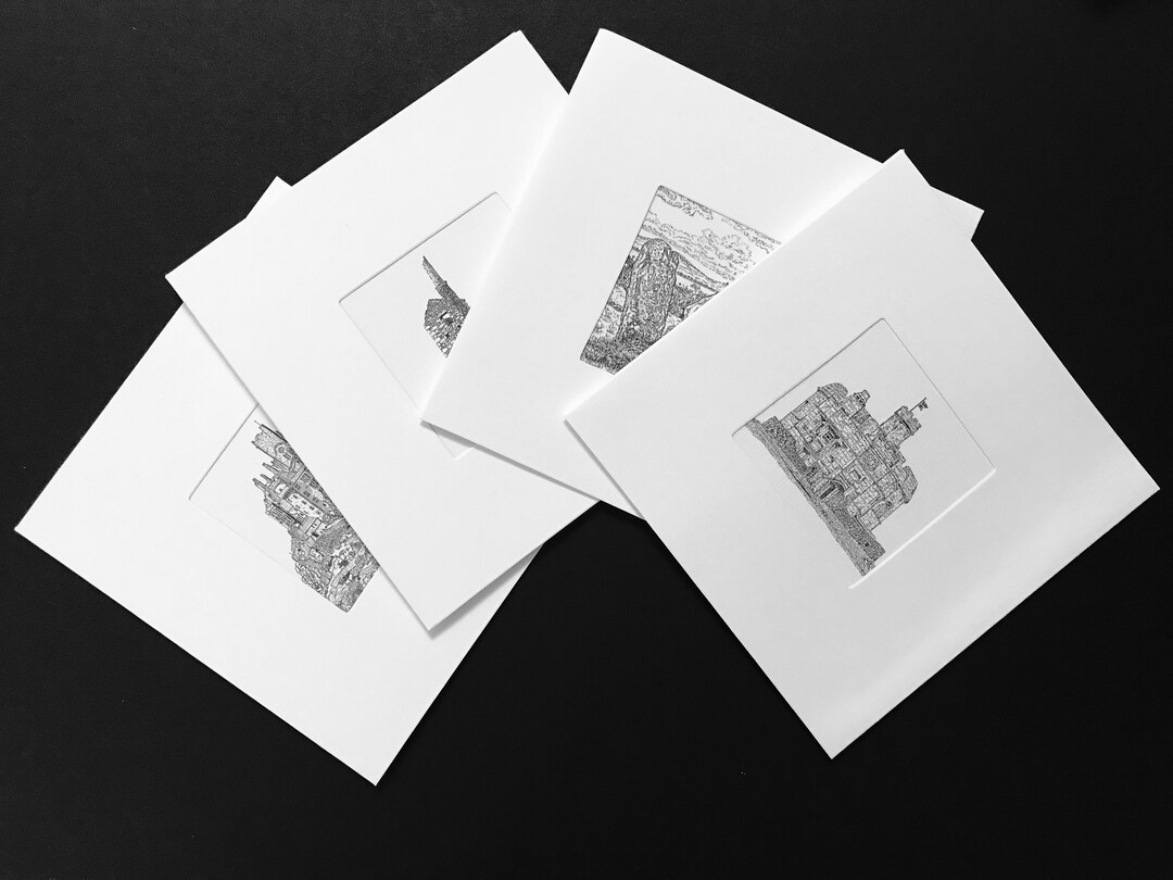 Cornish Views Art Cards: Historic Cornwall Pen and Ink Greetings Cards ...