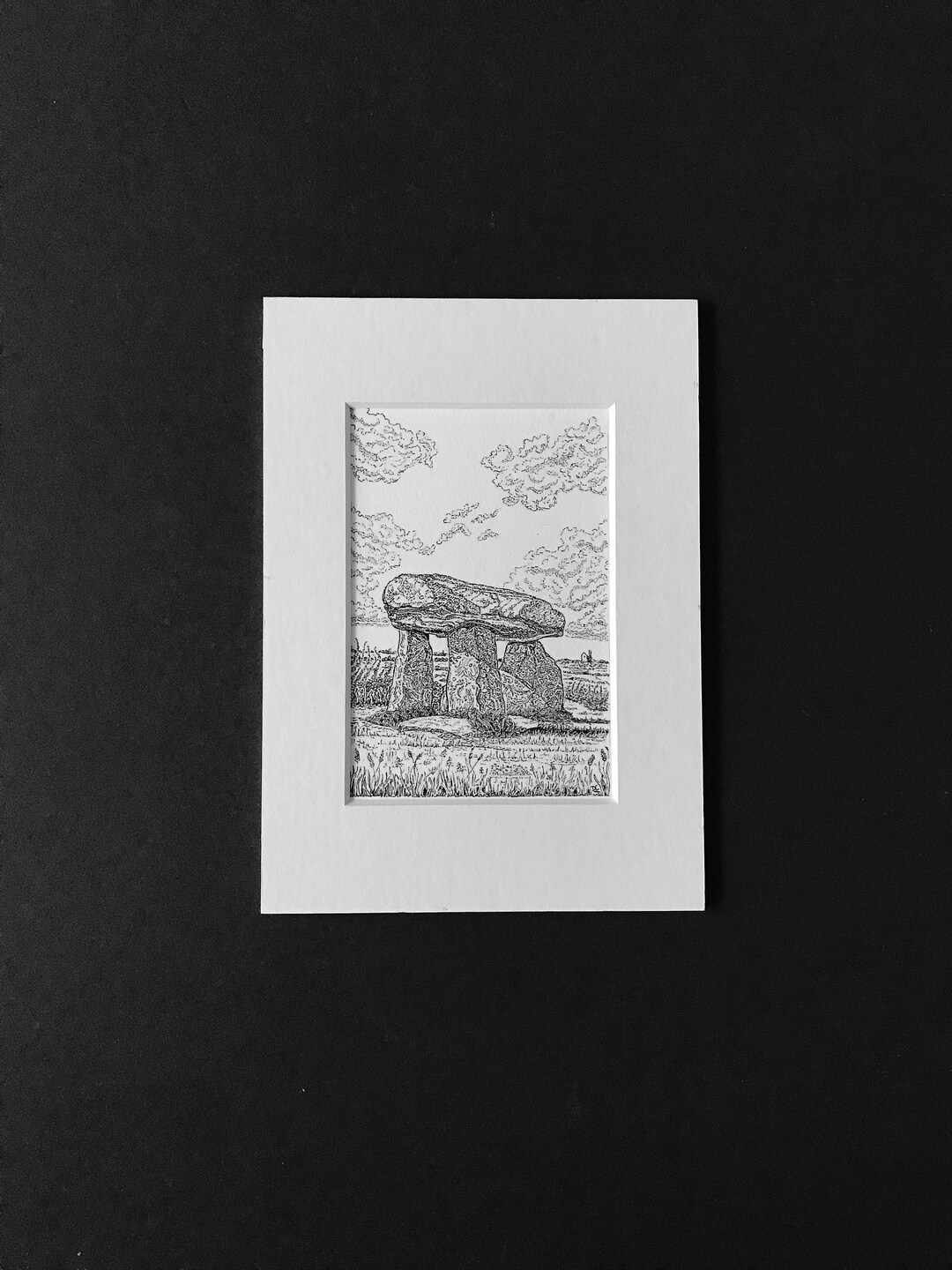 Lanyon Quoit, Cornwall, Art Print of a Black Ink Drawing, Illustration ...